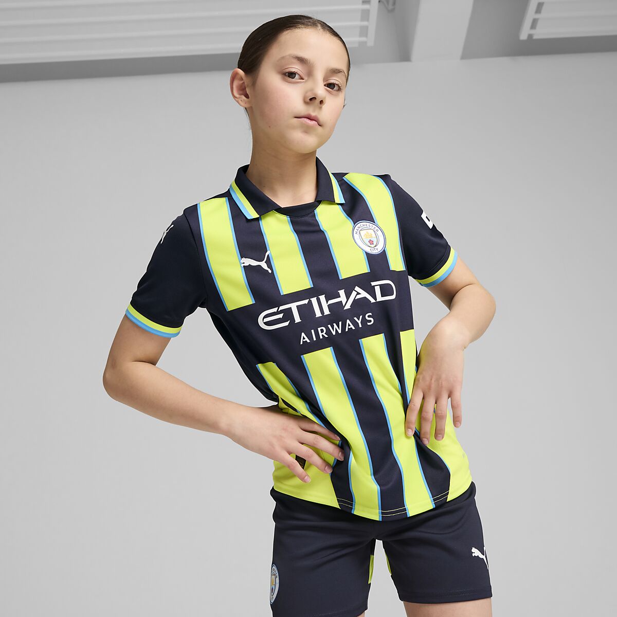 PUMA MCFC Away Jersey Replica Jr New Navy-Yellow Glow Junior | Sport1.no