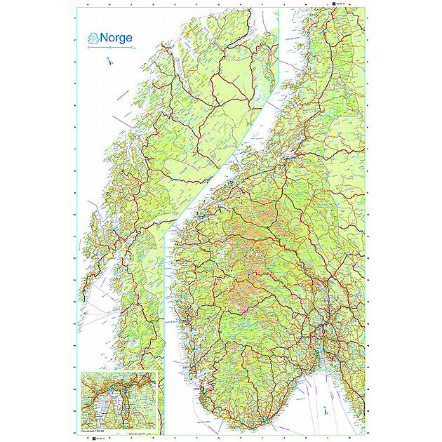 NORDICMAPS VEIKART NORGE 1:1 MILL VEGGKART Veggkart Norgeskart Alle ...