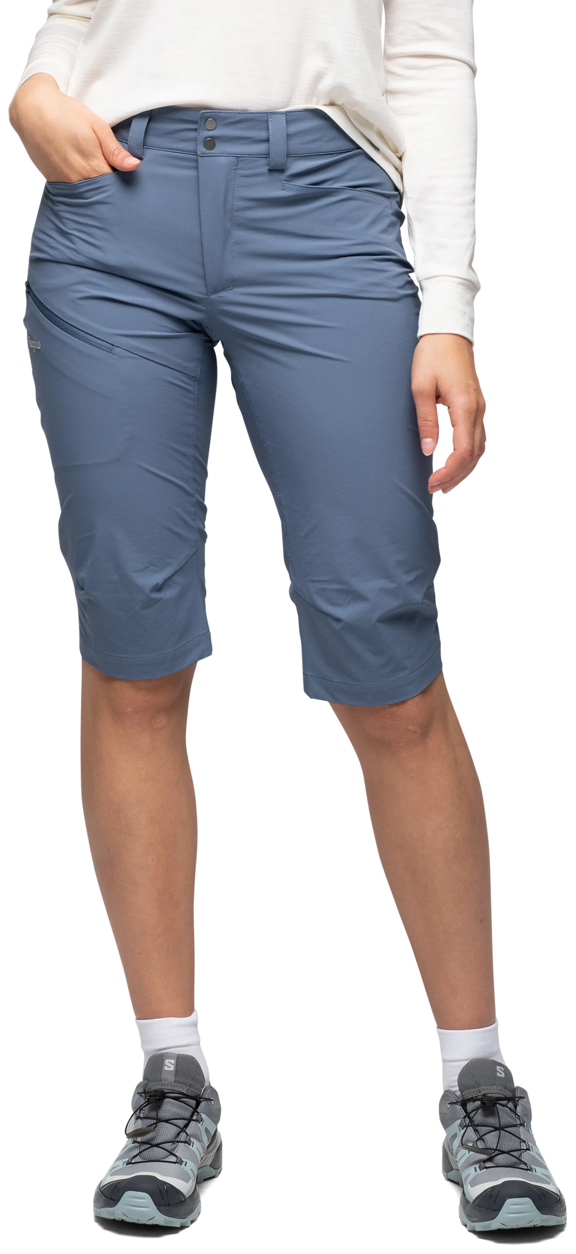BERGANS OF NORWAY Vandre Light Softshell Long Shorts Women Granite Blue ...