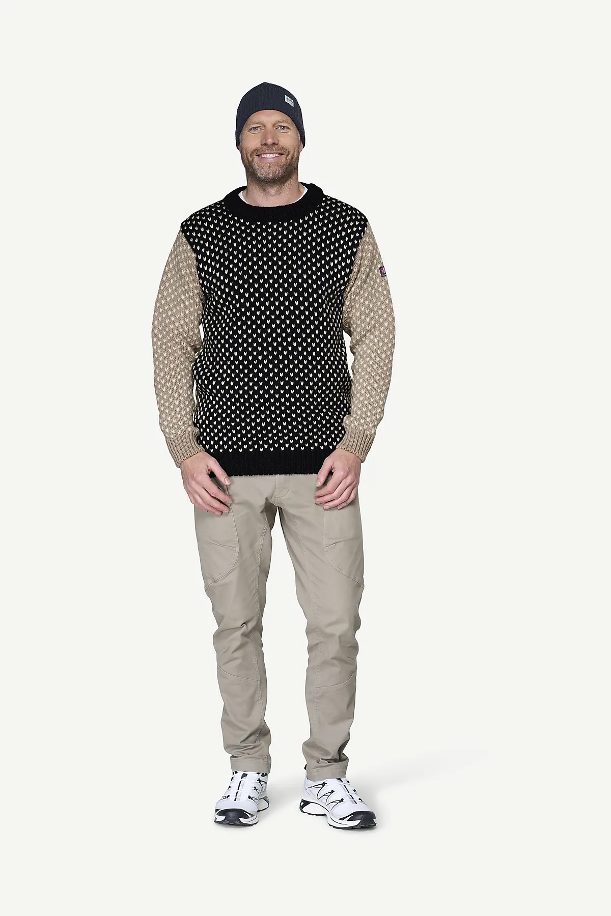 DEVOLD NORDSJØ SWEATER CREW NECK NAVY/STONE/OLIVE Unisex | Intersport.no