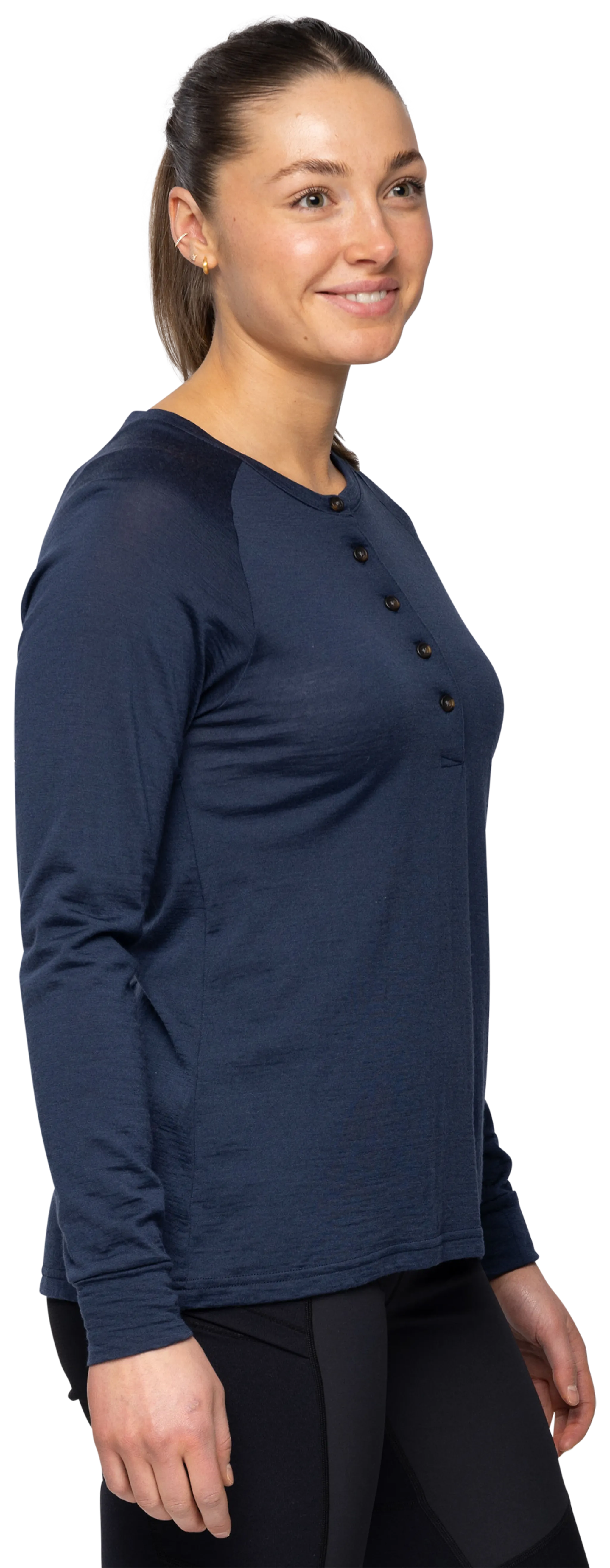 BERGANS OF NORWAY Lysebu Wool Henley Women Navy Blue Dame | Sport1.no