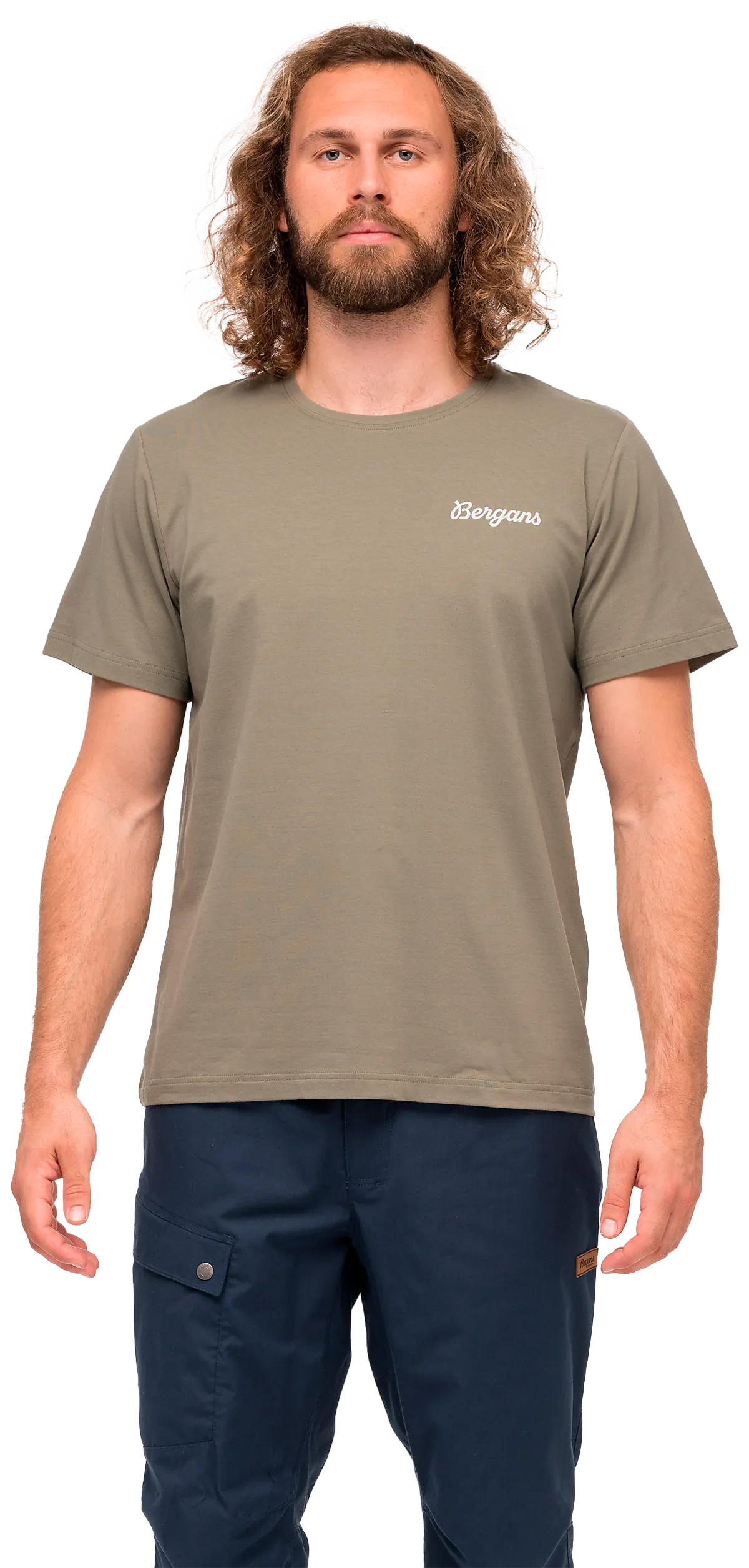 BERGANS OF NORWAY Nordmarka Organic Cotton Print Tee Men Green Mud ...
